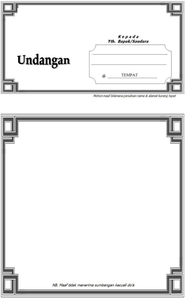 60+ Bingkai Undangan: Nikah, Tahlil, Aqiqah dll (DOWNLOAD)
