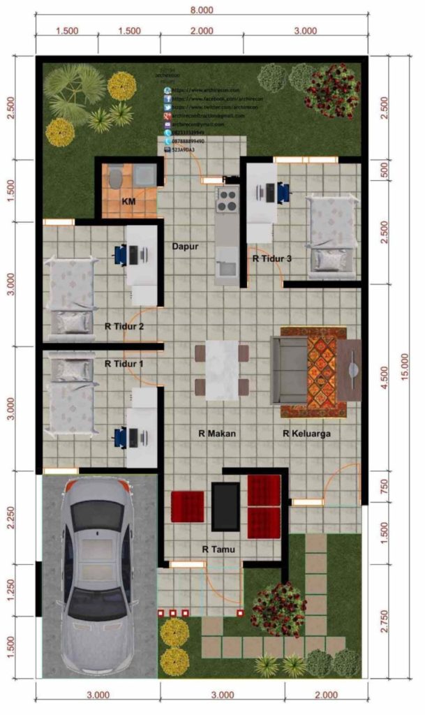 60+ Denah Rumah Minimalis (1 & 2 LANTAI, Type: 36, 45, 60, 70 dll)